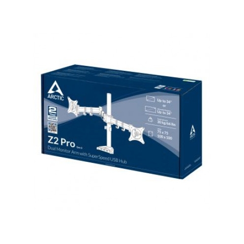 ARCTIC Arctic Z2 PRO Gen3 Desk Mount Dual Monitor Arm with USB HUB ...