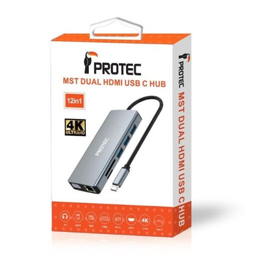 DM300 - Protec 12-in-1 Type-C HDMI USB-C /USB3.0. HUB - 1PC.co.il