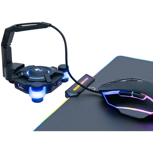 DRAGON Mouse Stand USB Hub 4 USB Ports Blue - א&א מחשבים וסלולר