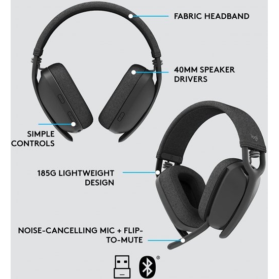 אוזניות בלוטות' אלחוטיות Logitech Zone Vibe 125 - א&א מחשבים וסלולר