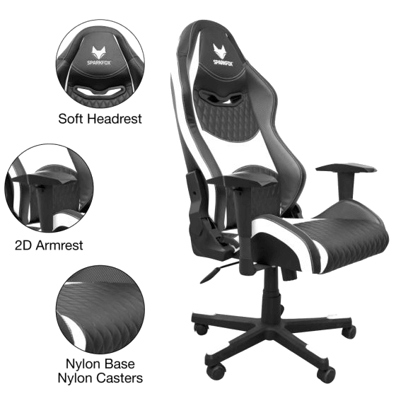 Игровое кресло SPARKFOX GC80D черное/белое. - 1PC.co.il