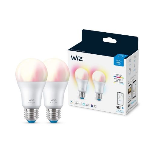 Wiz זוג נורות LED צבעוניות חכמות 8W בגודל A60 smart bulb 13W A60 E27 2Pcs - א&א מחשבים וסלולר