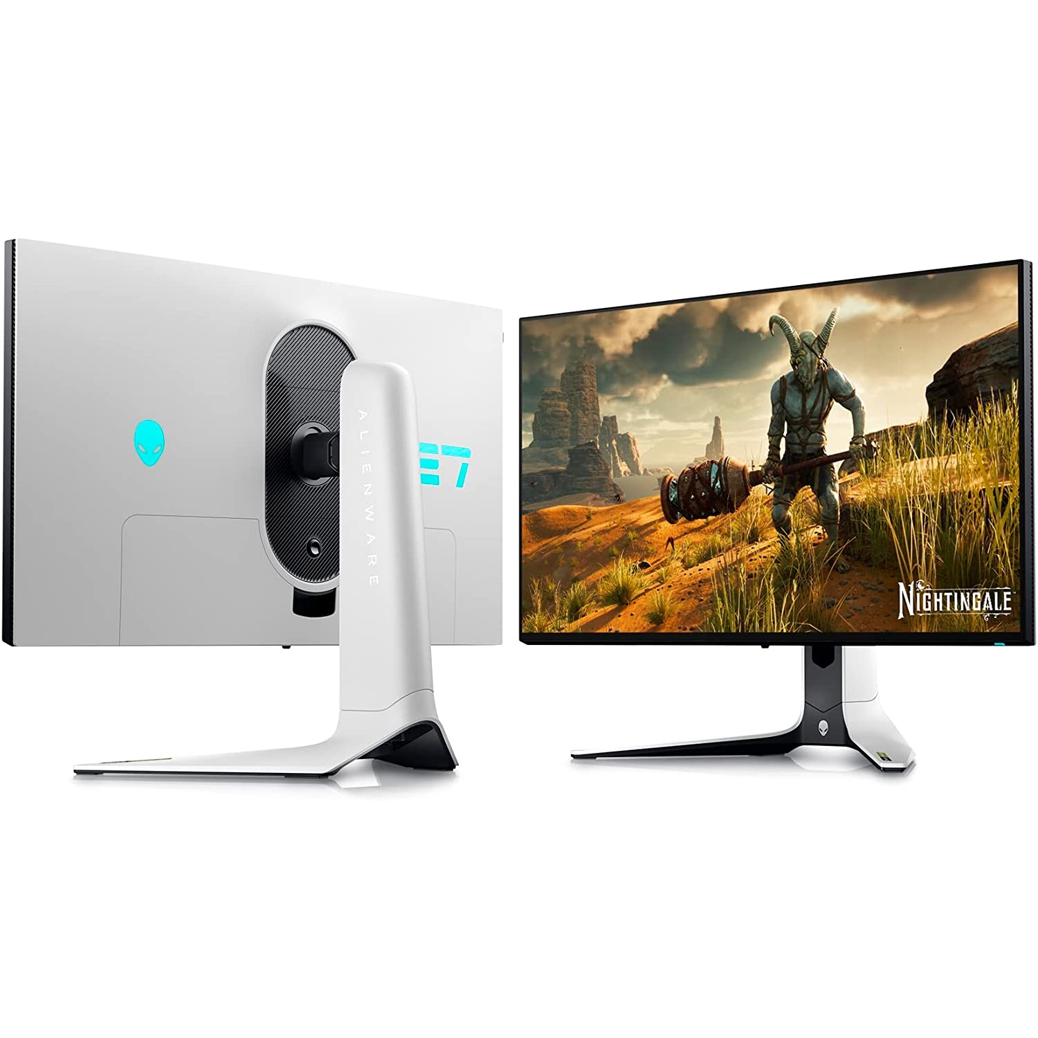 Dell Alienware 27" AW2723DF monitor in Lunar Light color. - 1PC.co.il
