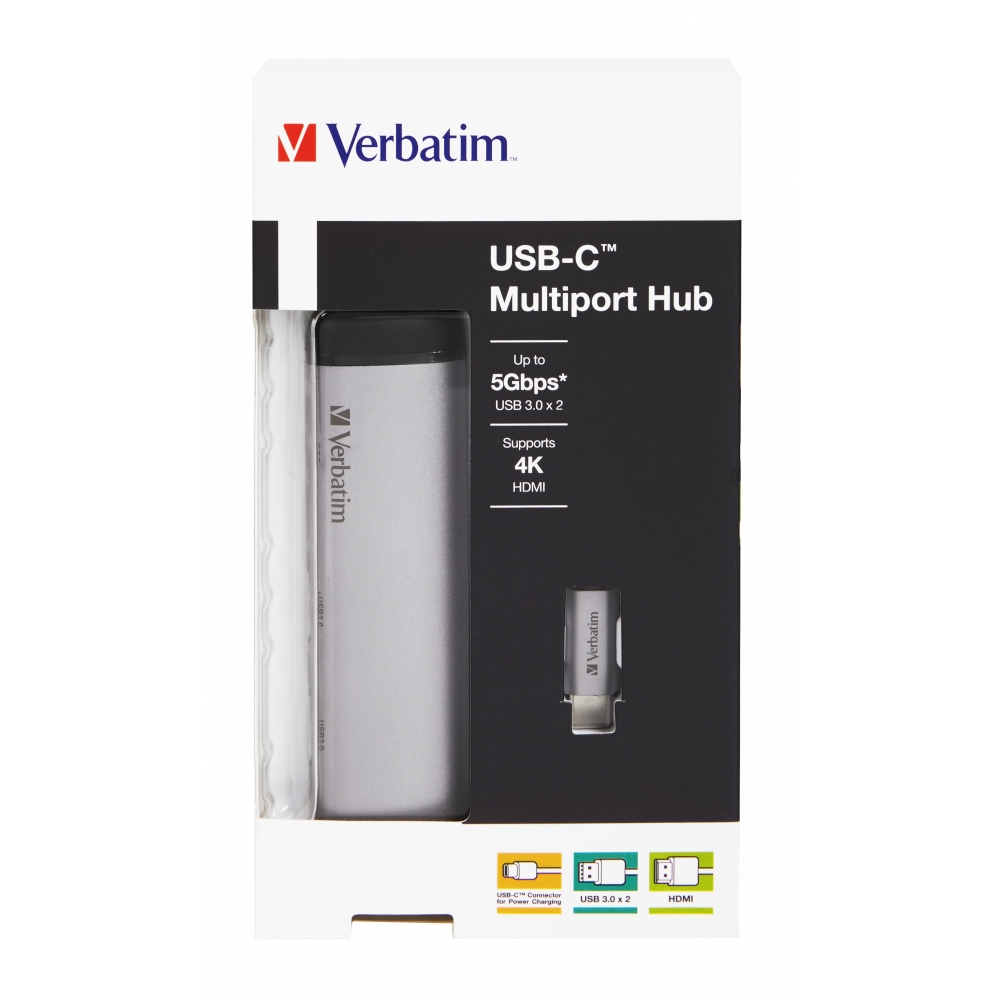 VERBATIM USB-C™ MULTIPORT HUB USB 3.1 GEN1 / U3.0 / HDMI - 1PC.co.il