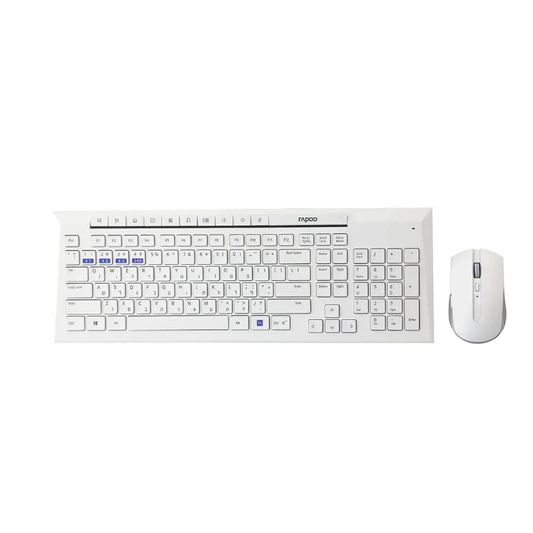 Rapoo KB 8200M wireless mouse and keyboard set in white color. - 1PC.co.il