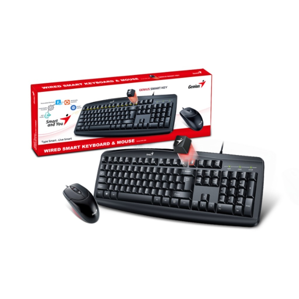 Genius Smart KM-200 Keyboard and Mouse USB Black thread set. - 1PC.co.il