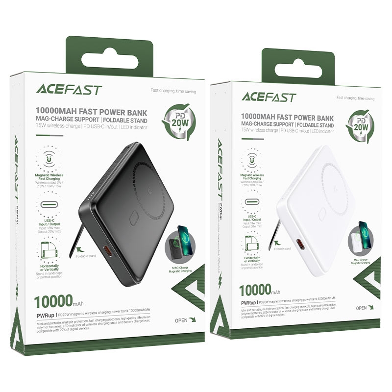 Резервный аккумулятор AceFast 10000mAh PD 20W MagSafe в белом цвете ...