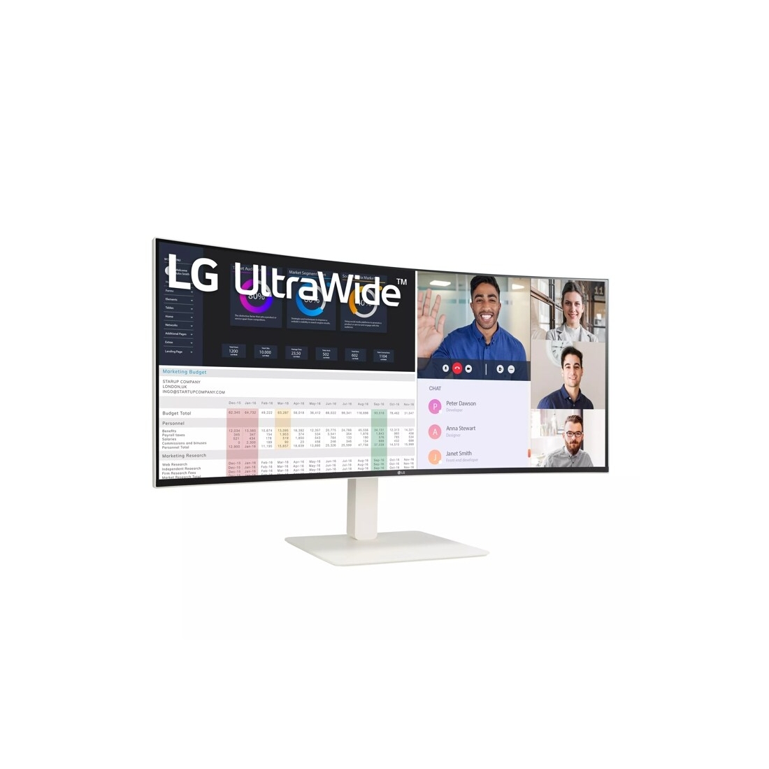 LG 38" WQHD 144Hz 1ms USB-C PD90W IPS Curved Monitor 38WR85QC-W ...