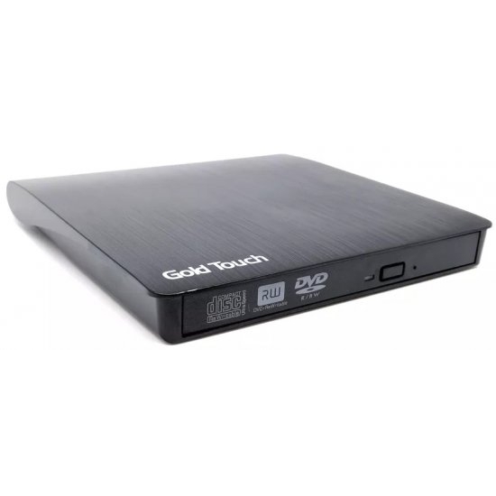 External Gold Touch USB Type-C DVD-RW drive in black color. - 1PC.co.il