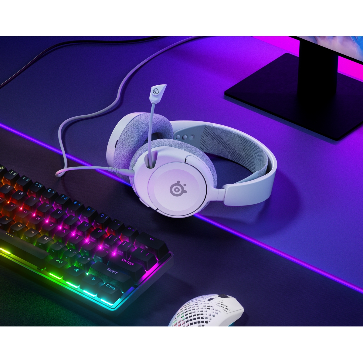 SteelSeries Arctis Nova 1 gaming headphones in white. - 1PC.co.il