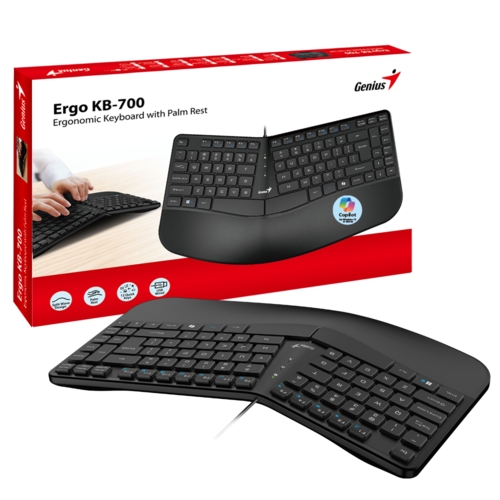Genius Ergo KB-700 Wired Ergonomic Keyboard. - 1PC.co.il