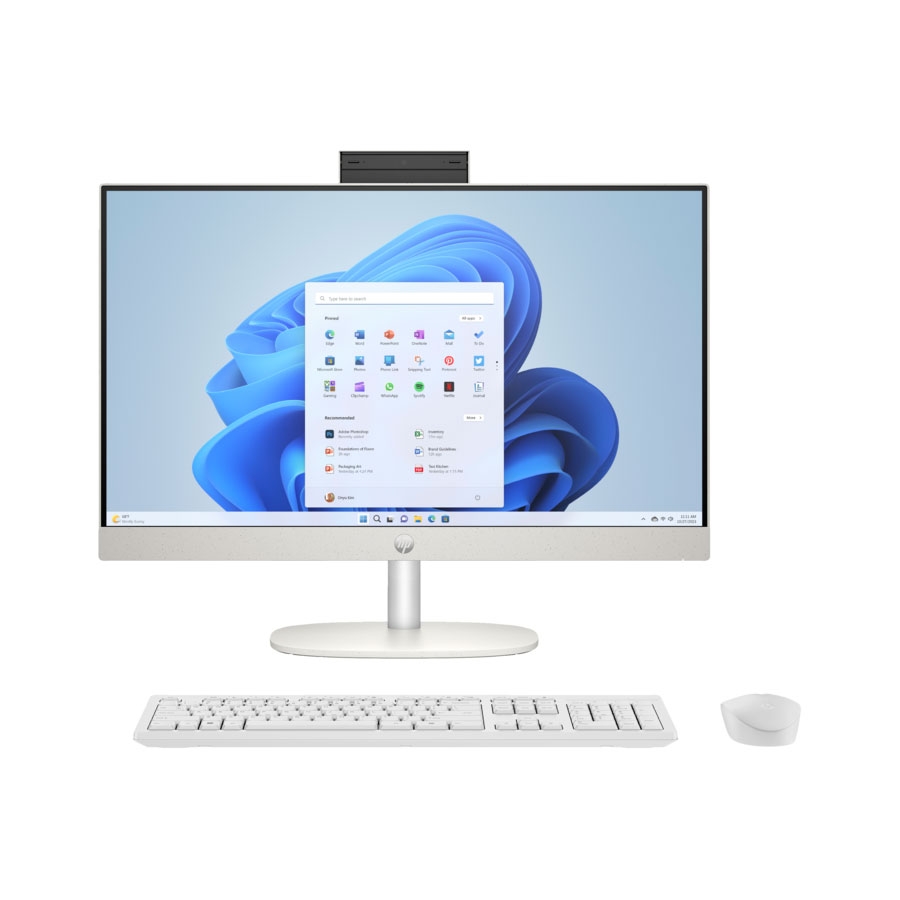 HP AIO 24 A18F5EA all-in-one computer in white color. - 1PC.co.il