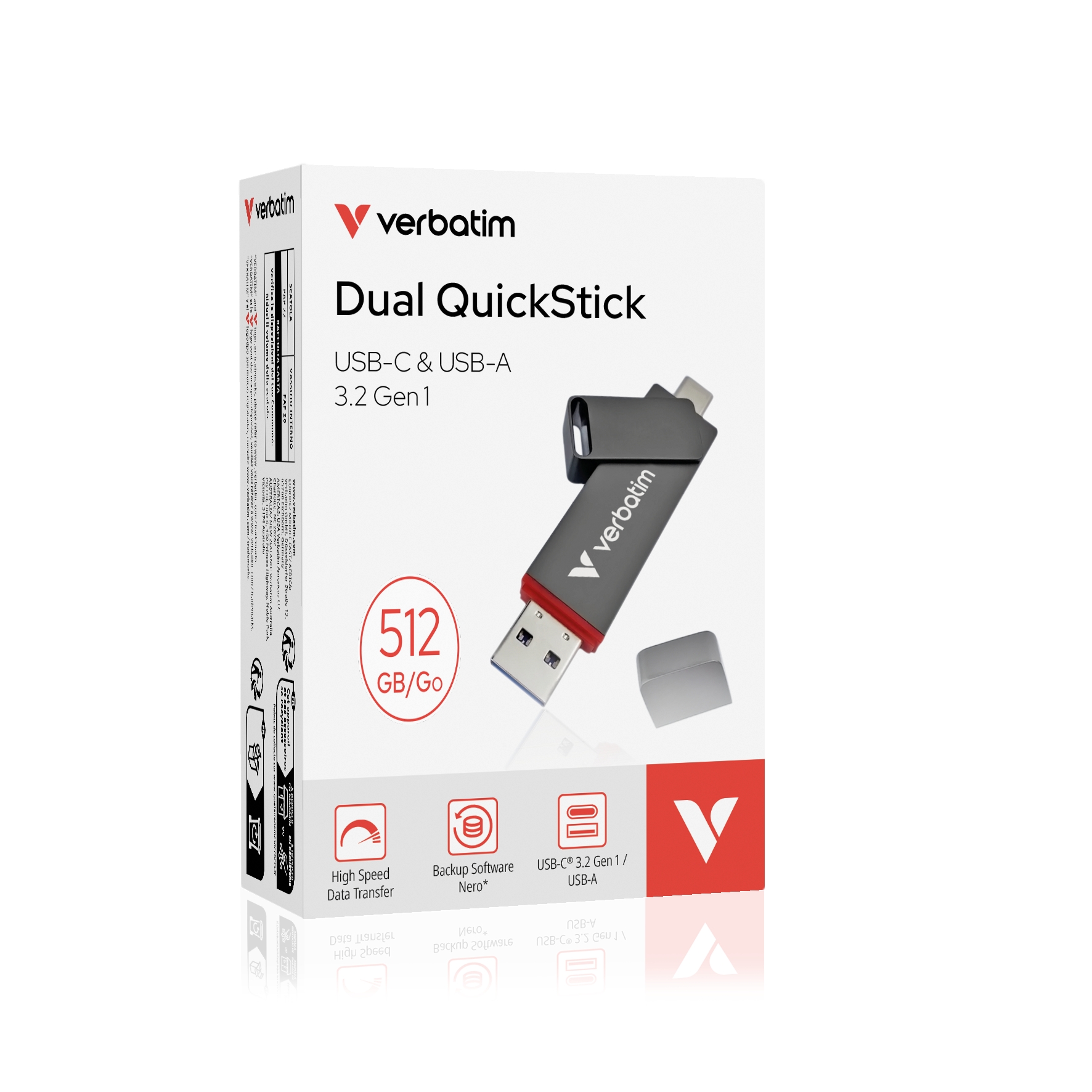 Verbatim Dual QuickStick USB-C/USB-A USB drive with a capacity of 512GB. - 1PC.co.il
