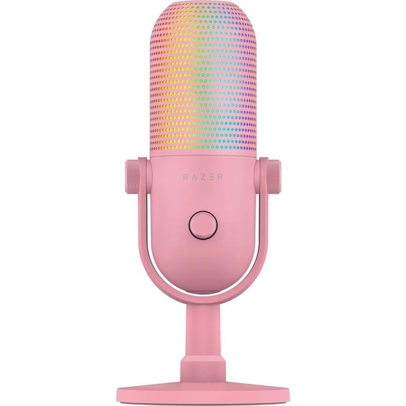 Razer Seiren V3 Chroma gaming microphone in pink color. - 1PC.co.il