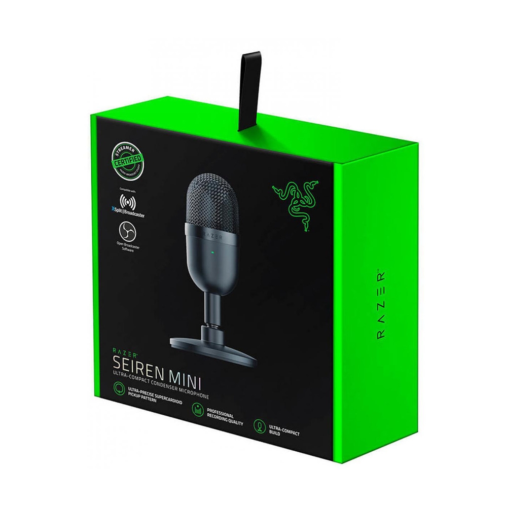 Razer Seiren Mini gaming microphone in black. - 1PC.co.il
