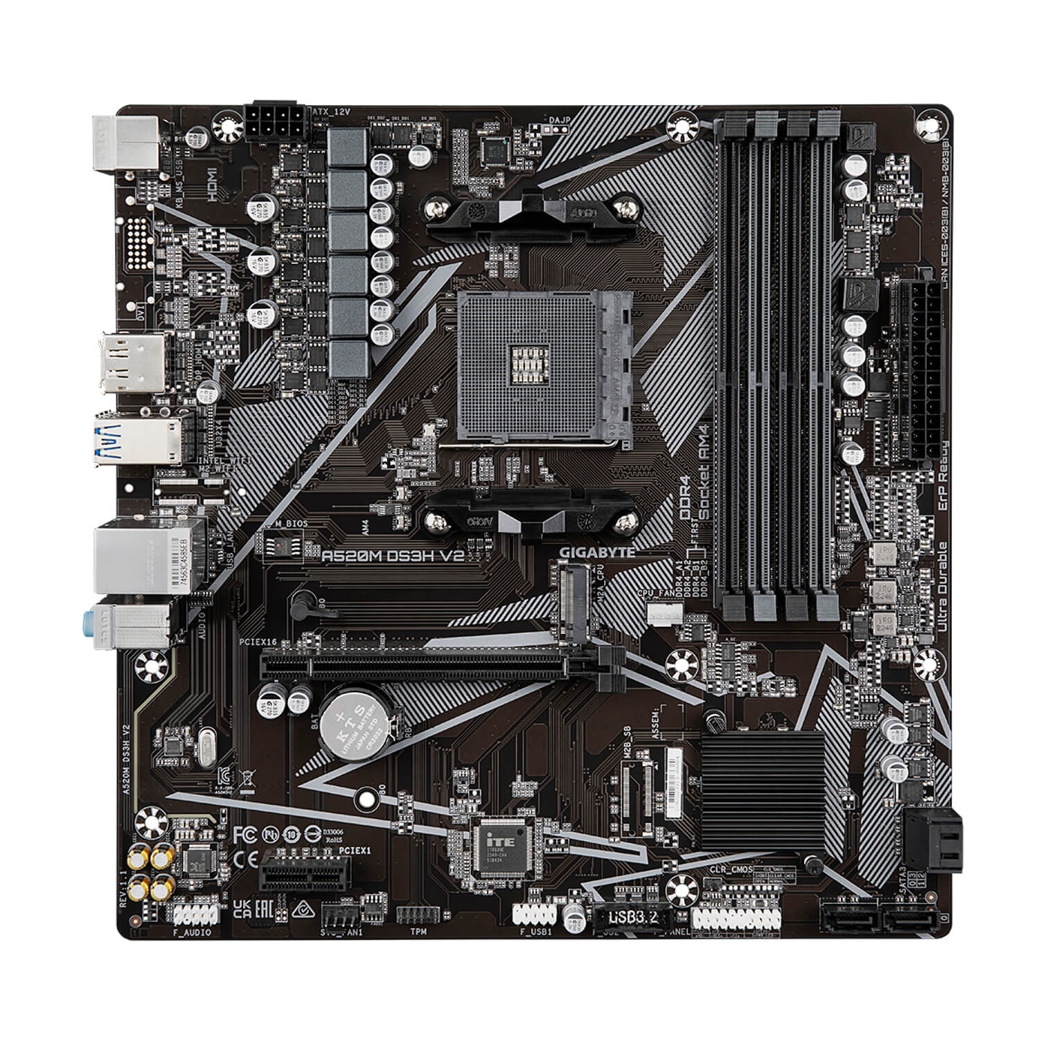 Gigabyte A520M DS3H V2 Micro ATX motherboard with support for AMD Ryzen ...