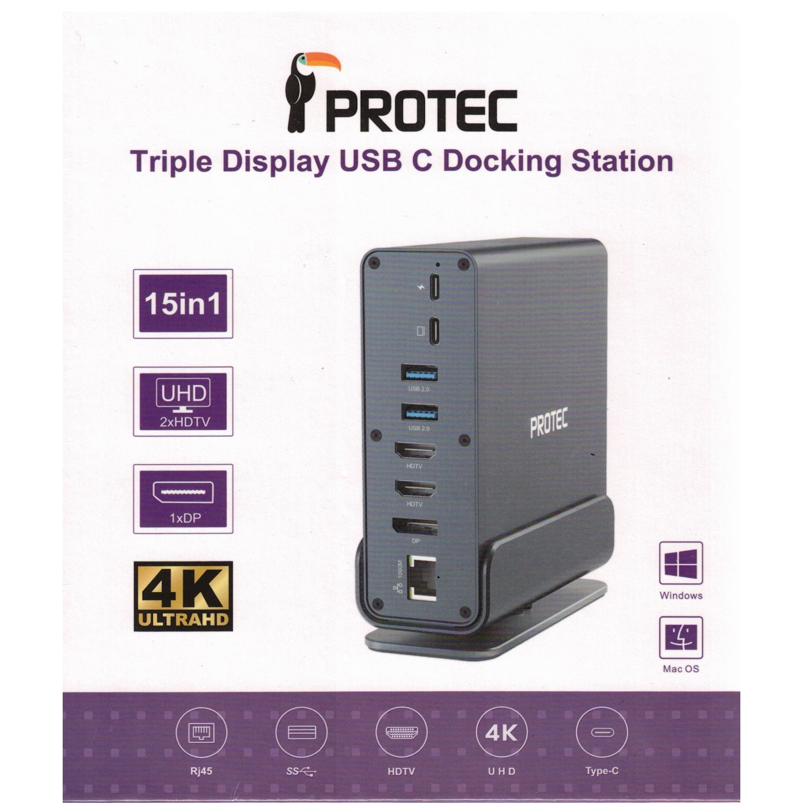 Docking Station 15 for 1 Protec DM301 in space gray color. - 1PC.co.il