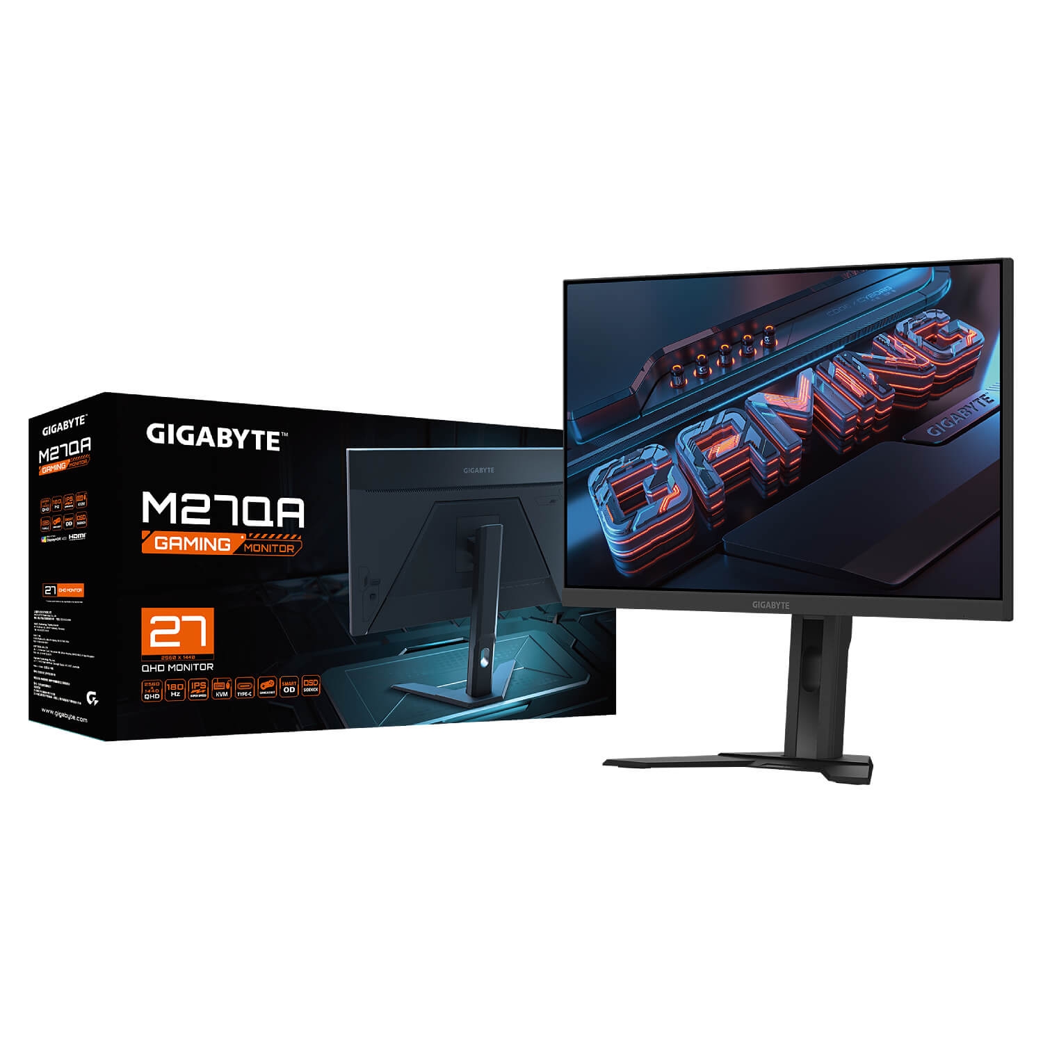 Gigabyte 27" M27QA IPS QHD 180Hz 1ms Gaming Monitor in black. - 1PC.co.il
