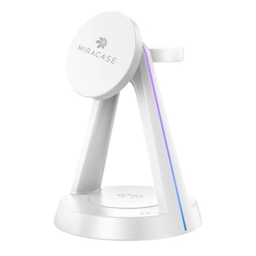 מטען אלחוטי 3 ב-1 MIRACASE דגם MWIQ560 בצבע לבן - א&א מחשבים וסלולר
